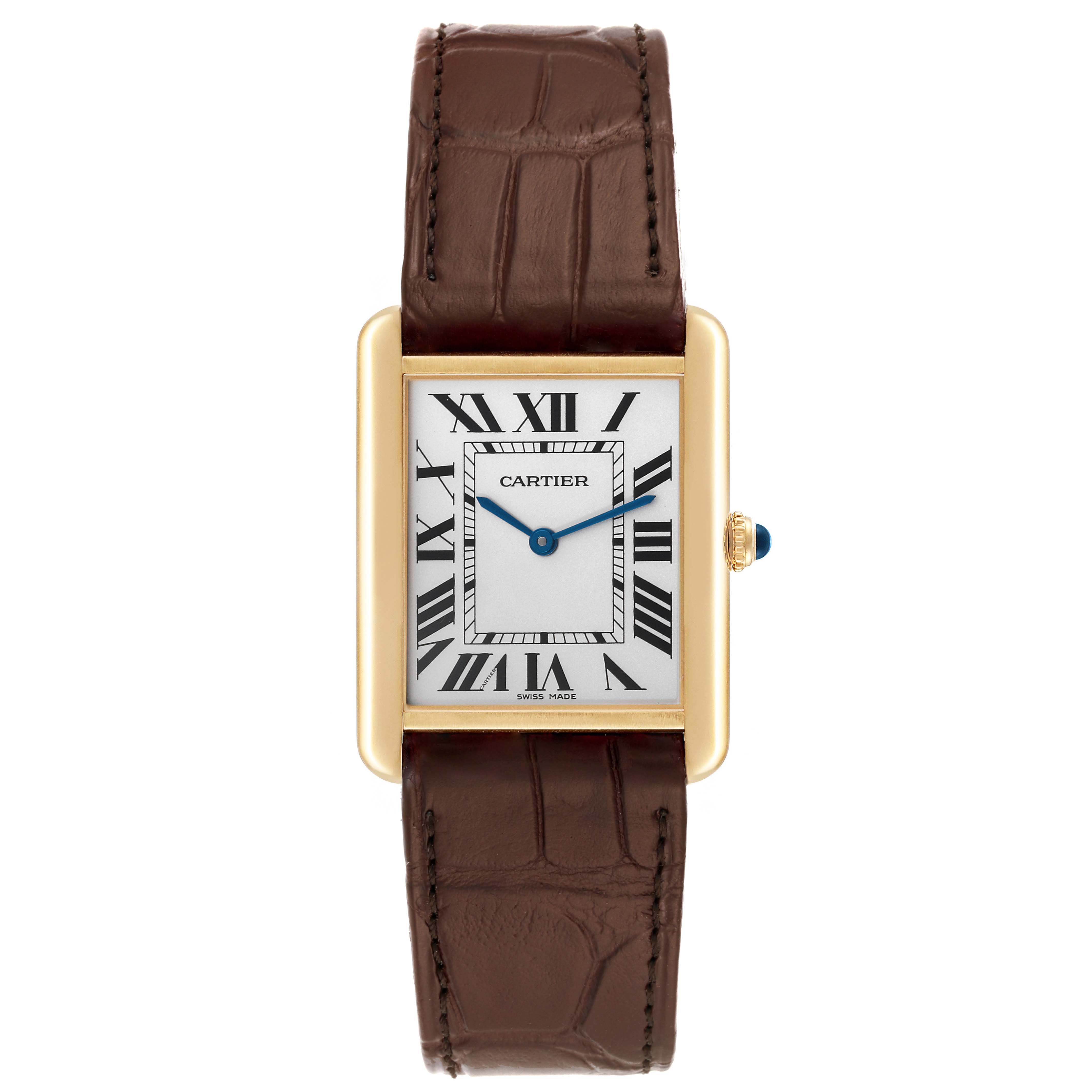 Cartier Tank Solo Yellow Gold Steel Brown Strap Mens Watch W1018855 ...
