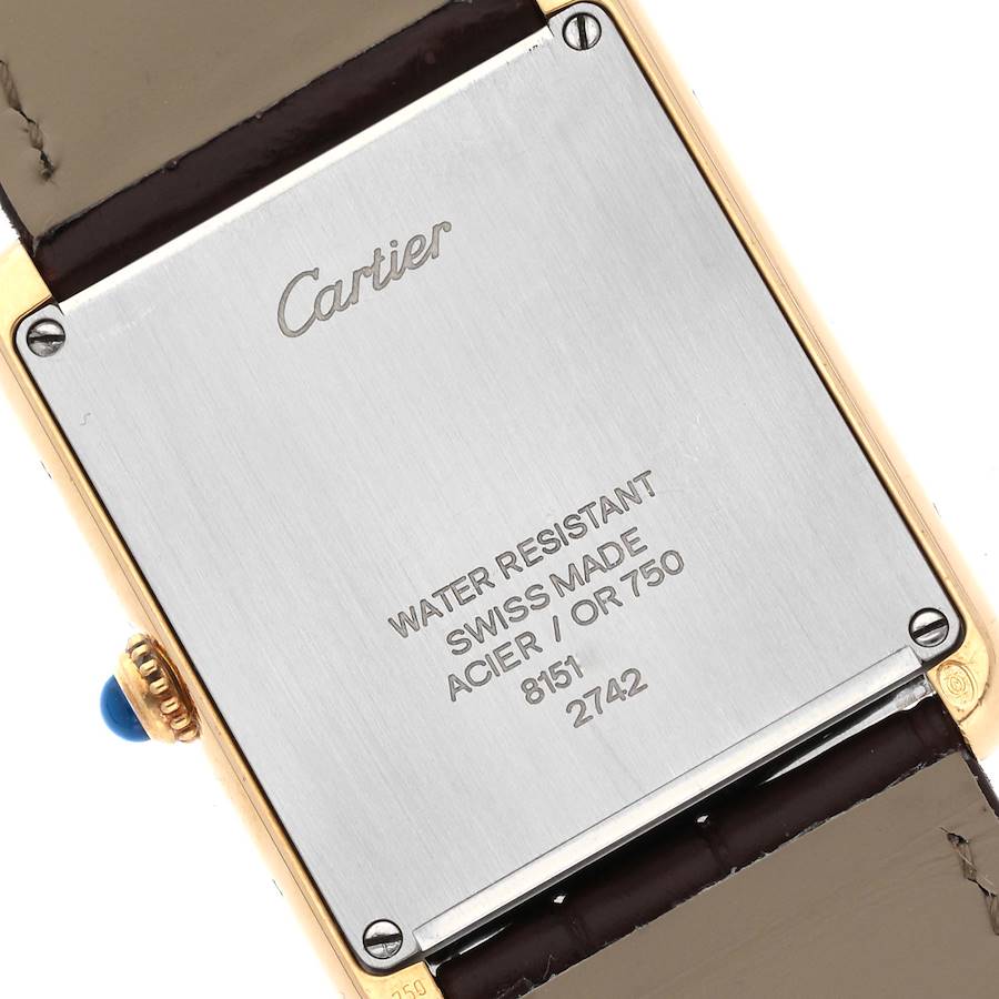 Cartier Tank Solo Yellow Gold Steel Brown Strap Mens Watch W1018855 ...