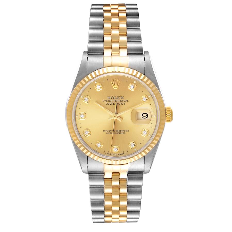 Rolex Datejust Steel Yellow Gold Diamond Dial Jubilee Bracelet Mens ...