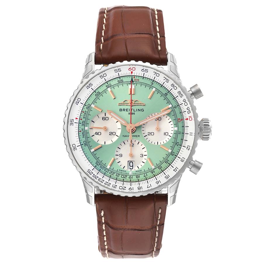 Breitling Navitimer B01 Chronograph 41 Green Dial Steel Mens Watch ...