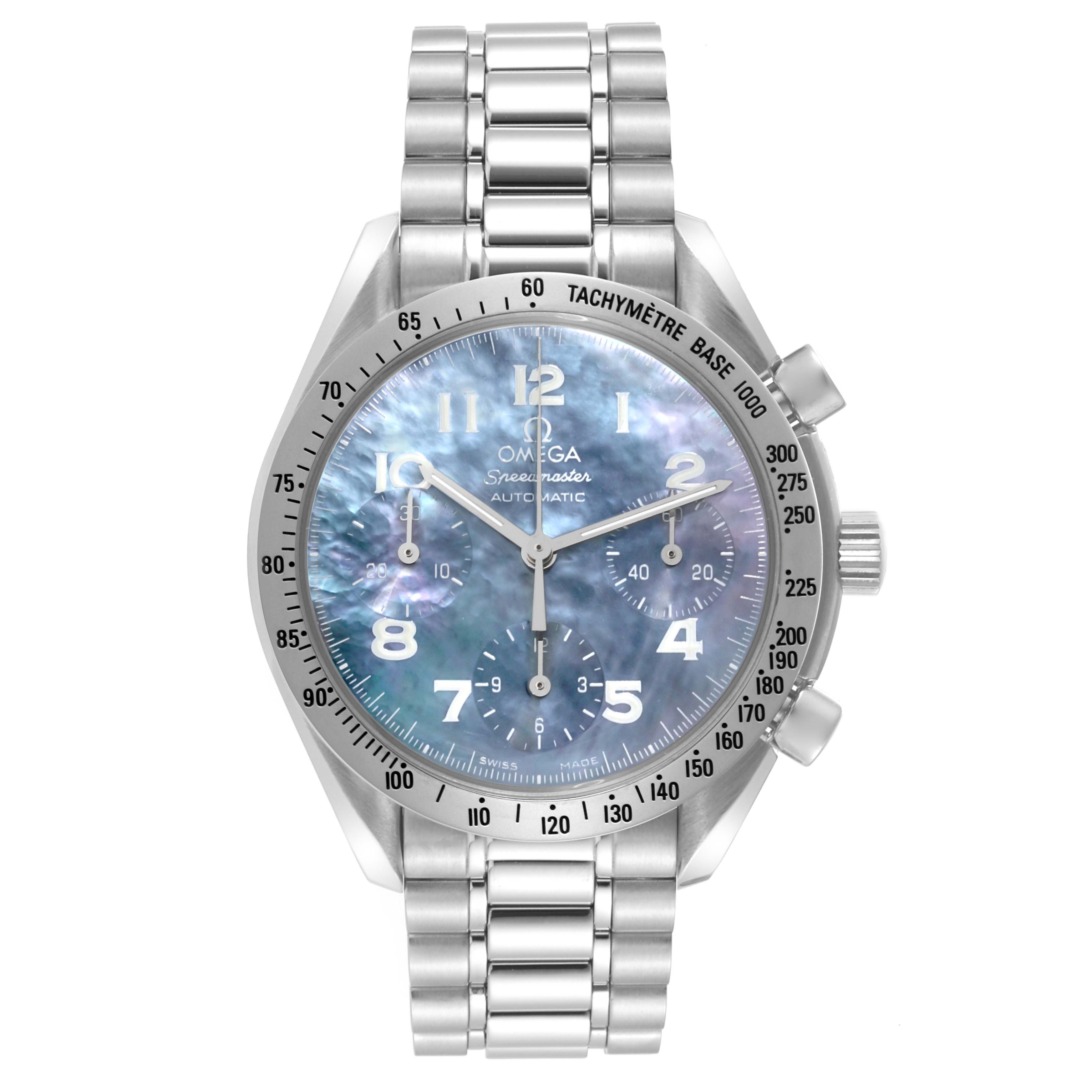 Omega Speedmaster Reduced Blue Mother of Pearl Dial Steel Mens Watch ...