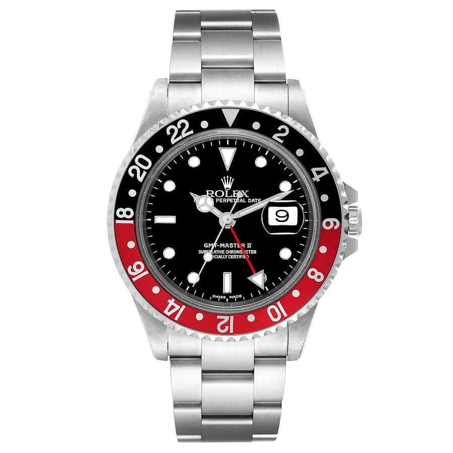 Rolex GMT Master II Black Red Coke Bezel Steel Mens Watch 16710 ...