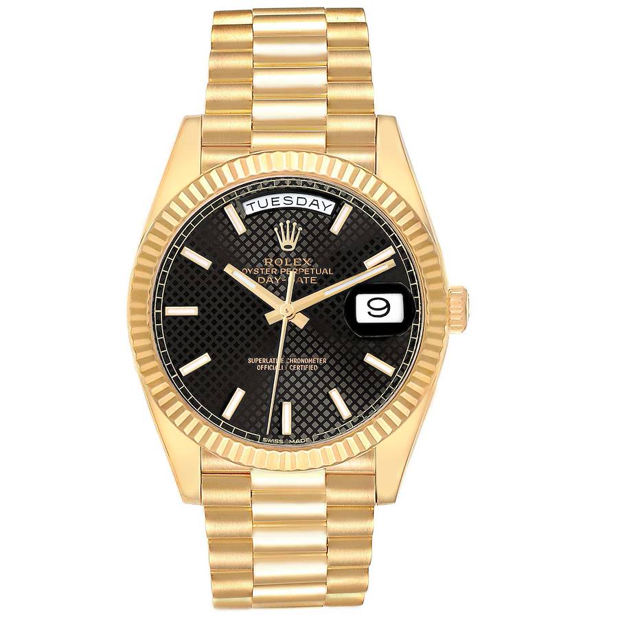 Rolex President Day-Date 40 Black Dial Yellow Gold Mens Watch 228238 ...