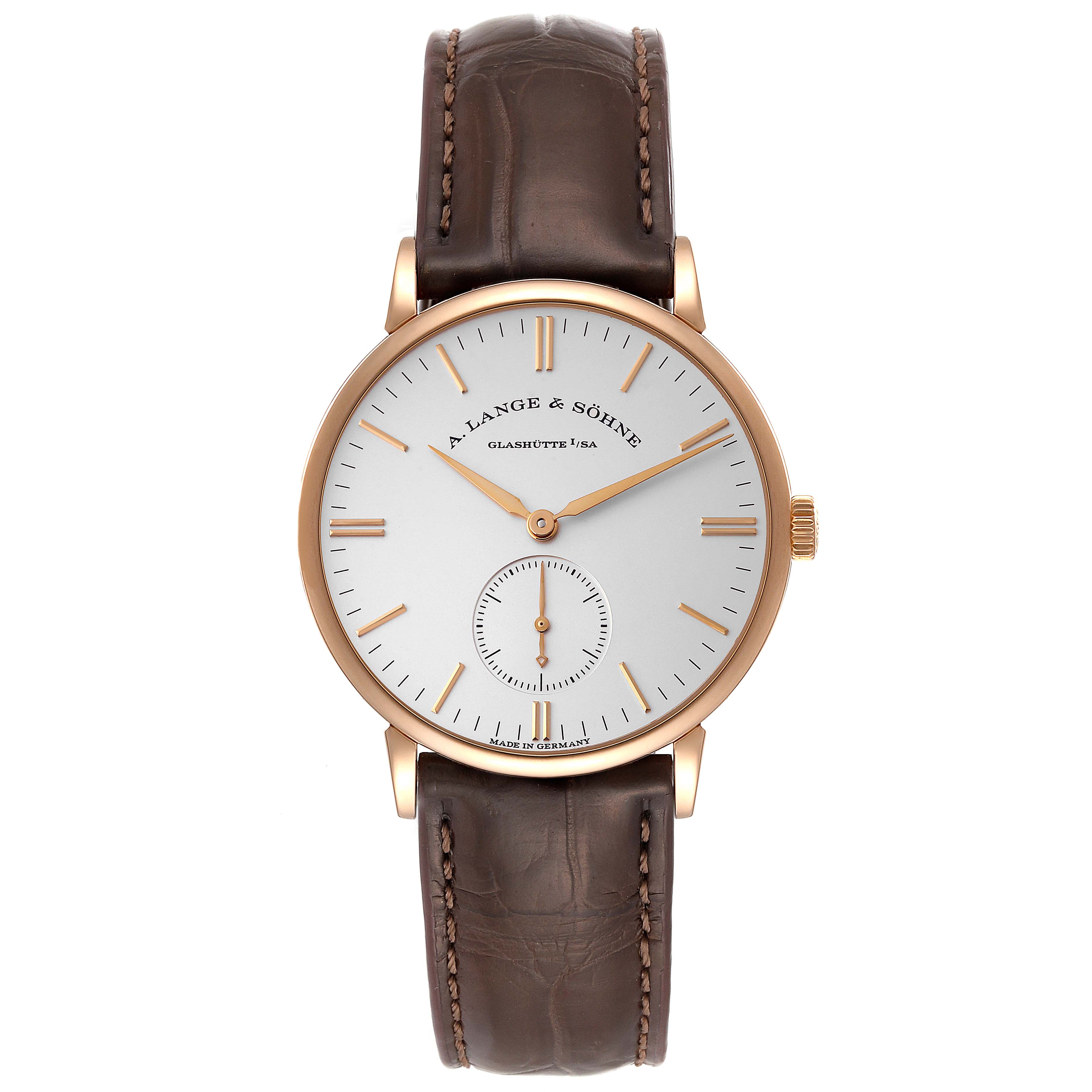 A. Lange and Sohne Saxonia Rose Gold Silver Dial Mens Watch 219.032 ...