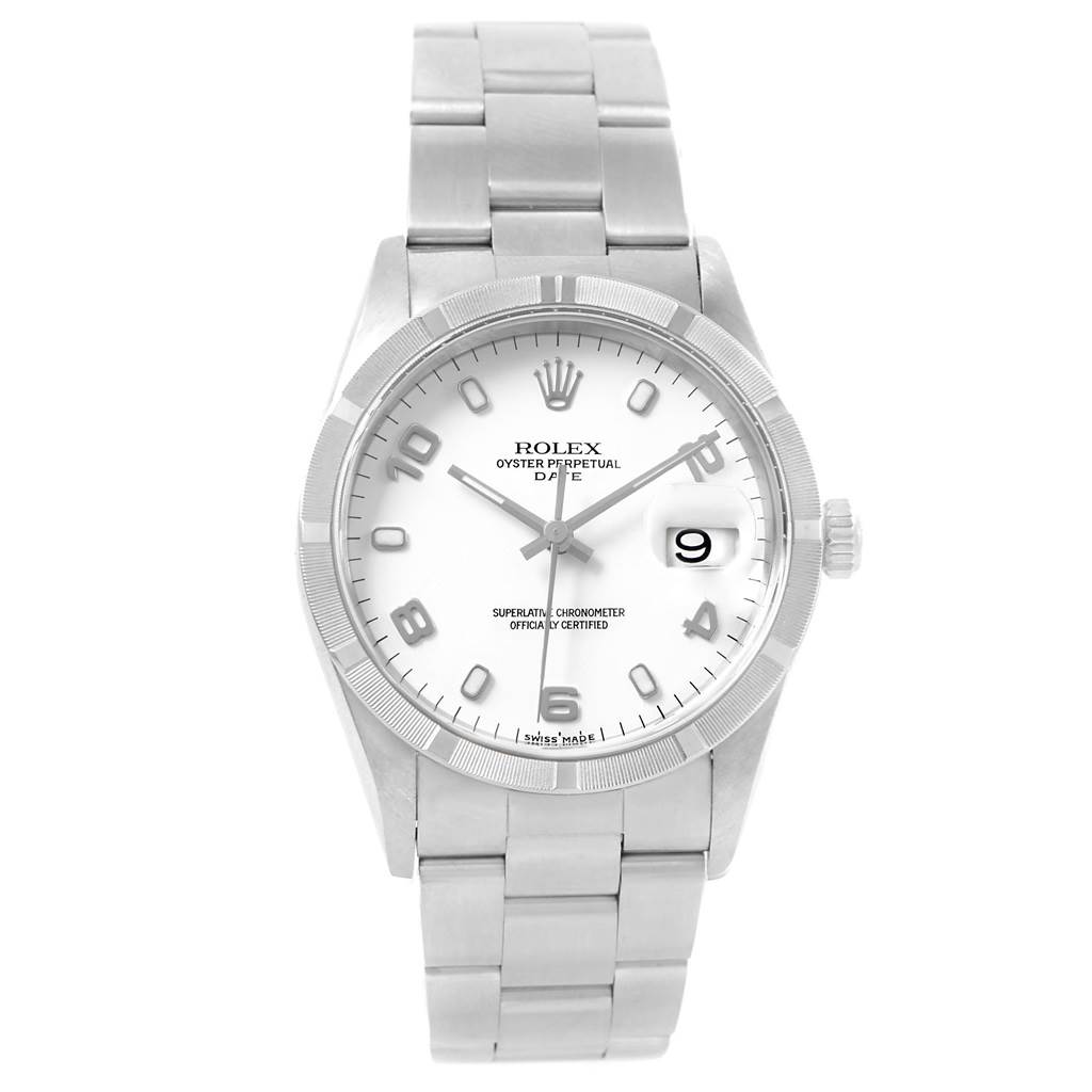Rolex Date White Dial Oyster Bracelet Steel Mens Watch 15210 ...