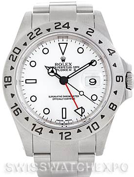 Rolex Explorer II Mens Steel White Dial Watch 16570 | SwissWatchExpo