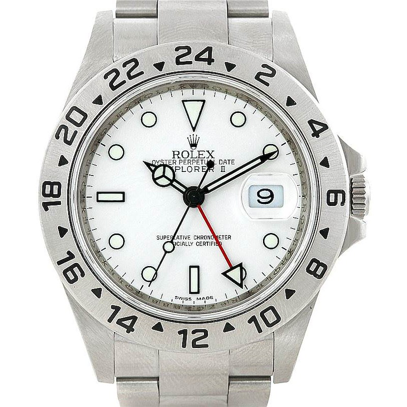 Rolex Explorer II Mens Steel White Dial Watch 16570 | SwissWatchExpo