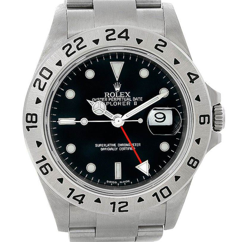 Rolex Explorer II Mens Steel Black Dial Watch 16570 | SwissWatchExpo