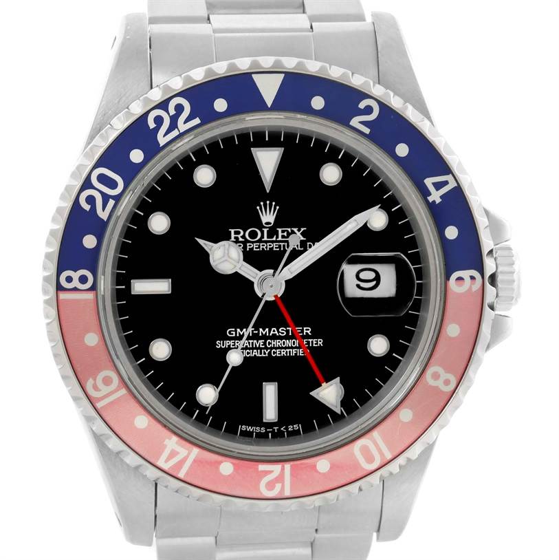 Rolex GMT Master Red Blue Pepsi Bezel Date Mens Watch 16700 ...