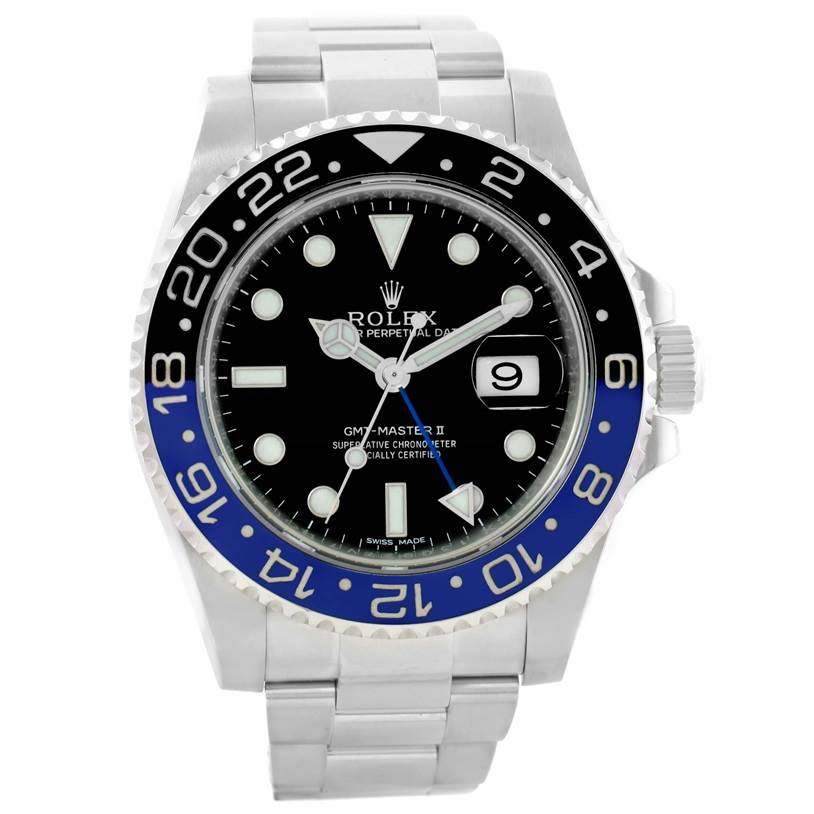 Rolex GMT Master II Blue Black Ceramic Mens Watch 116710 Box Papers ...