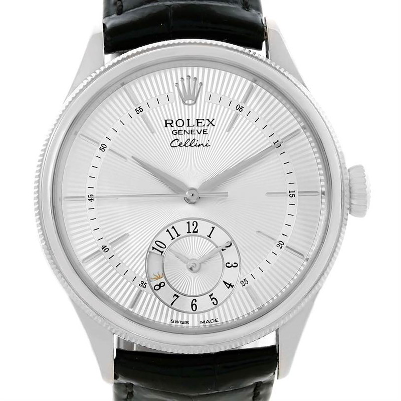 Rolex Cellini Dual Time 18K White Gold Automatic Mens Watch 50529 ...