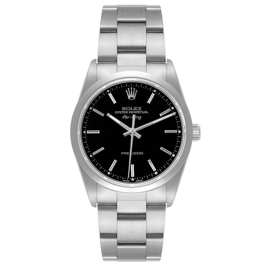 Rolex Air King 34mm Black Dial Smooth Bezel Steel Mens Watch 14000 ...