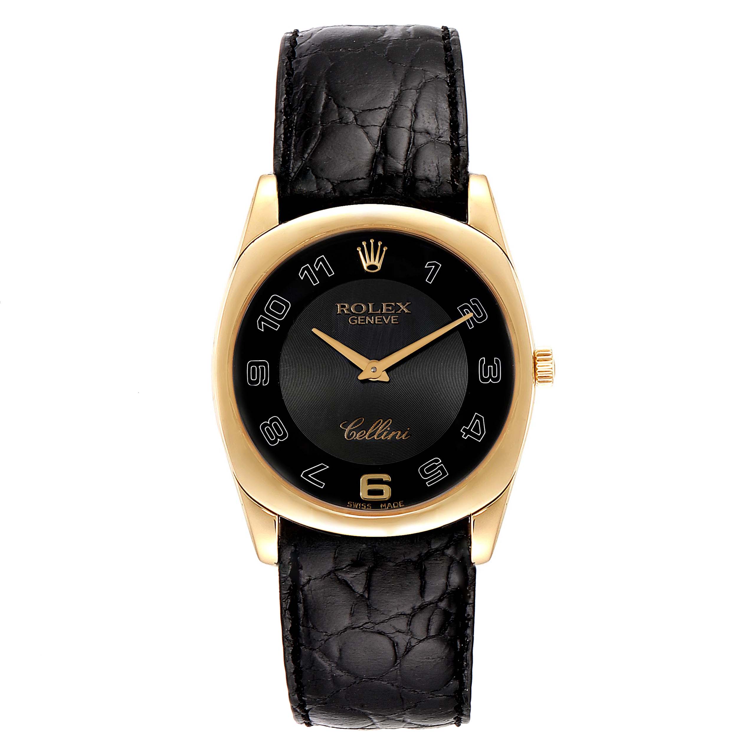 Rolex Cellini Danaos Yellow Gold Brown Strap Mens Watch 4233 ...