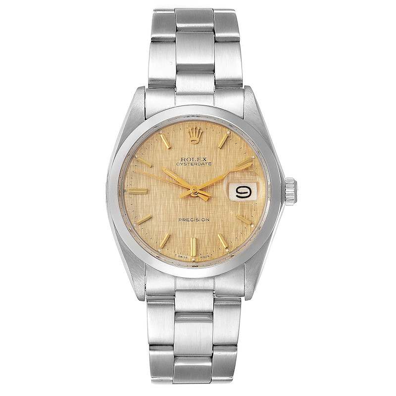 Rolex OysterDate Precision Linen Dial Steel Vintage Mens Watch 6694 ...