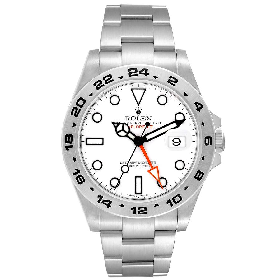 Rolex Explorer II White Dial Orange Hand Steel Mens Watch 216570 Box ...