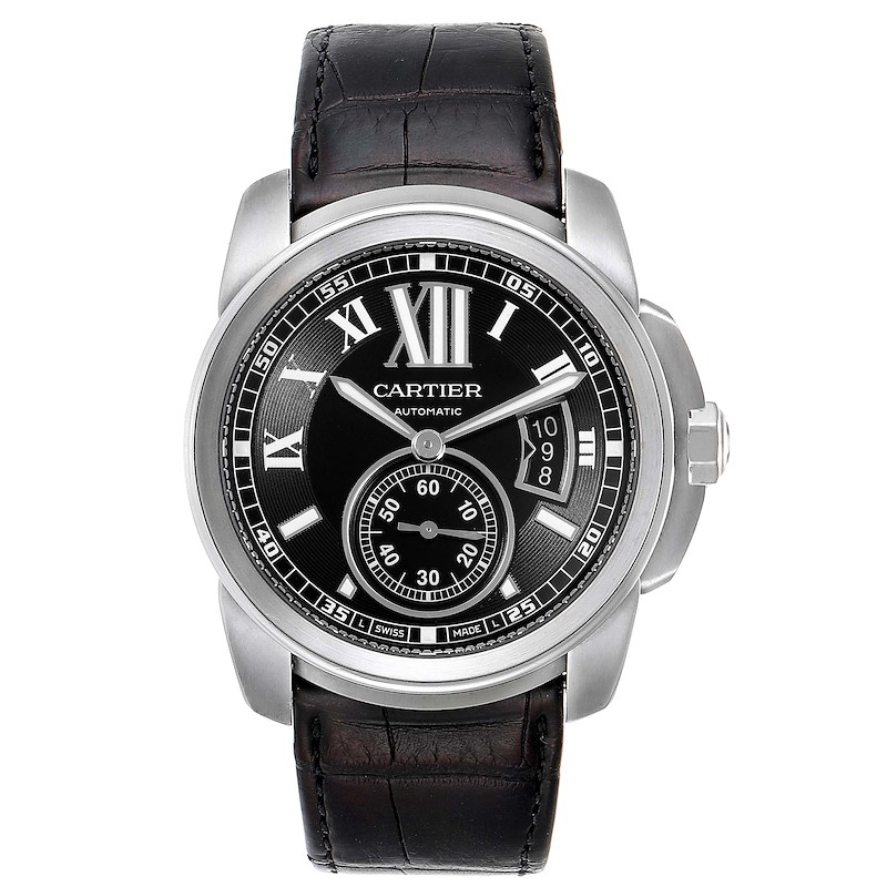 Cartier Calibre Black Dial Automatic Steel Mens Watch W7100041 ...