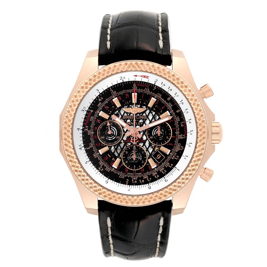 Breitling Bentley B06 Black Dial Rose Gold Mens Watch RB0611 Box Card ...