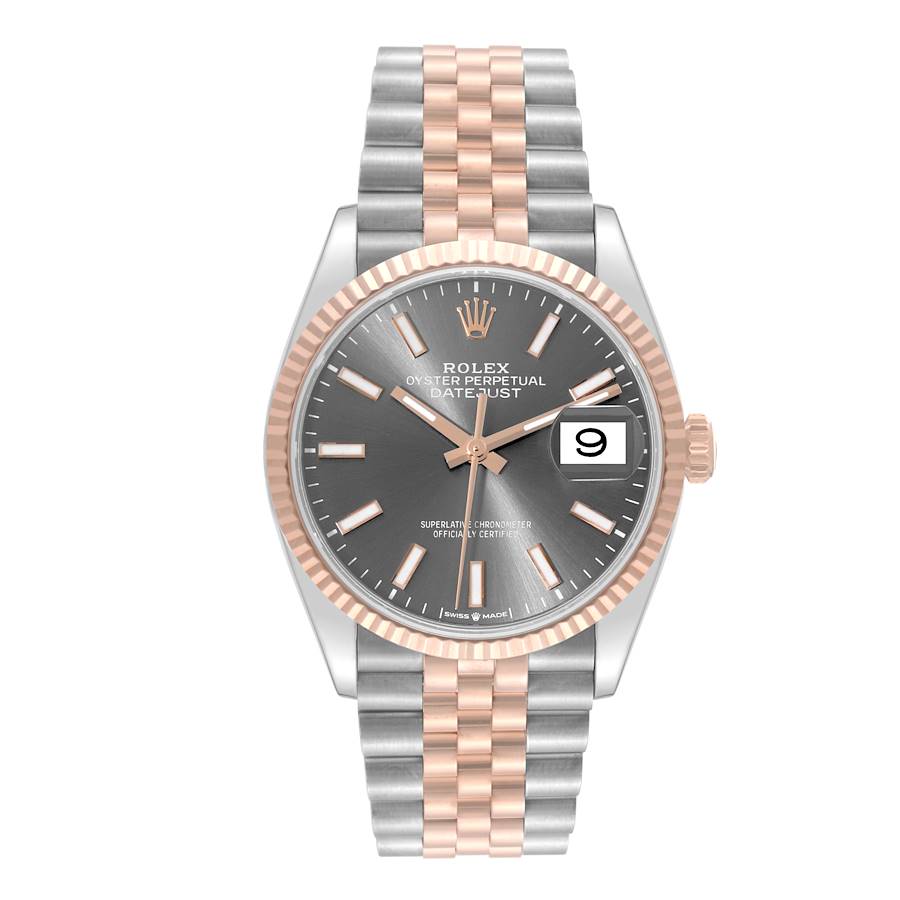 Rolex Datejust 36 Rhodium Dial Steel Rose Gold Mens Watch 126231 ...