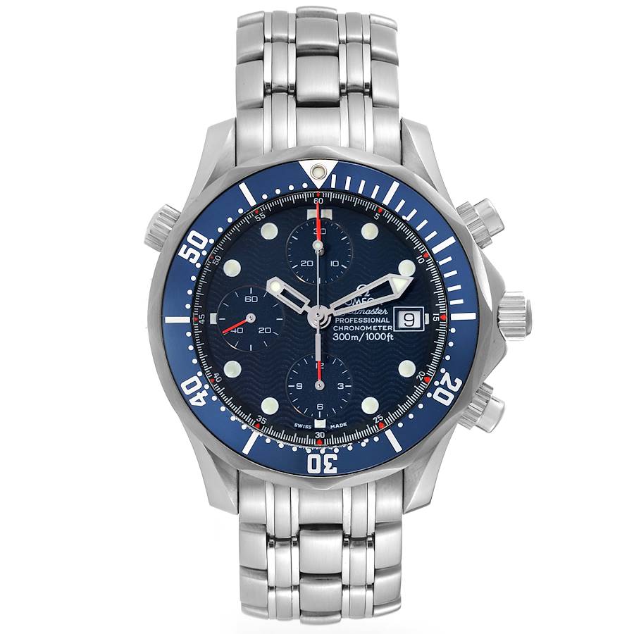 Omega Seamaster Blue Dial Chronograph Steel Mens Watch 2599.80.00 Card ...