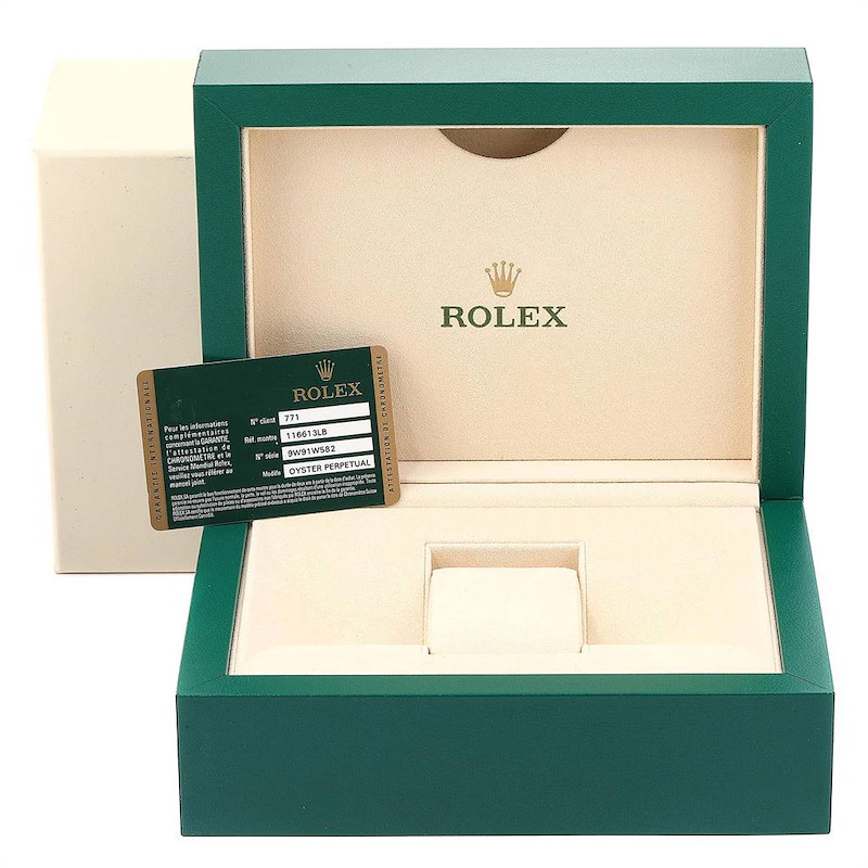 Rolex Submariner Blue Dial Steel Yellow Gold Mens Watch 116613 Box Card ...