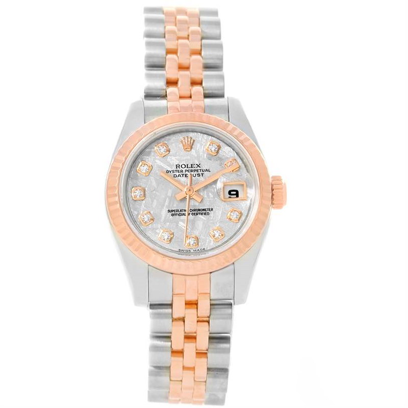 Rolex Datejust Ladies Steel Rose Gold Meteorite Diamond Watch 179171 ...