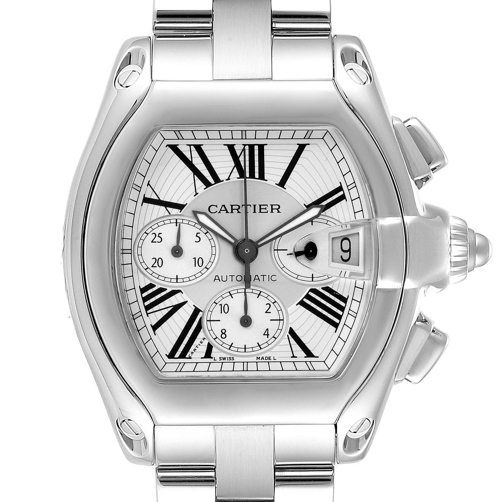 Cartier Roadster Chronograph Silver Dial Automatic Mens Watch W62019X6 ...