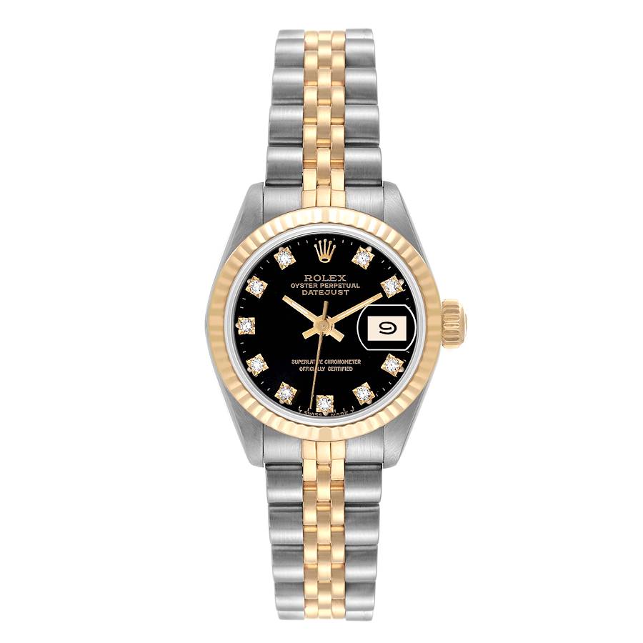 Rolex Datejust 26mm Steel Yellow Gold Diamond Dial Ladies Watch 69173 ...