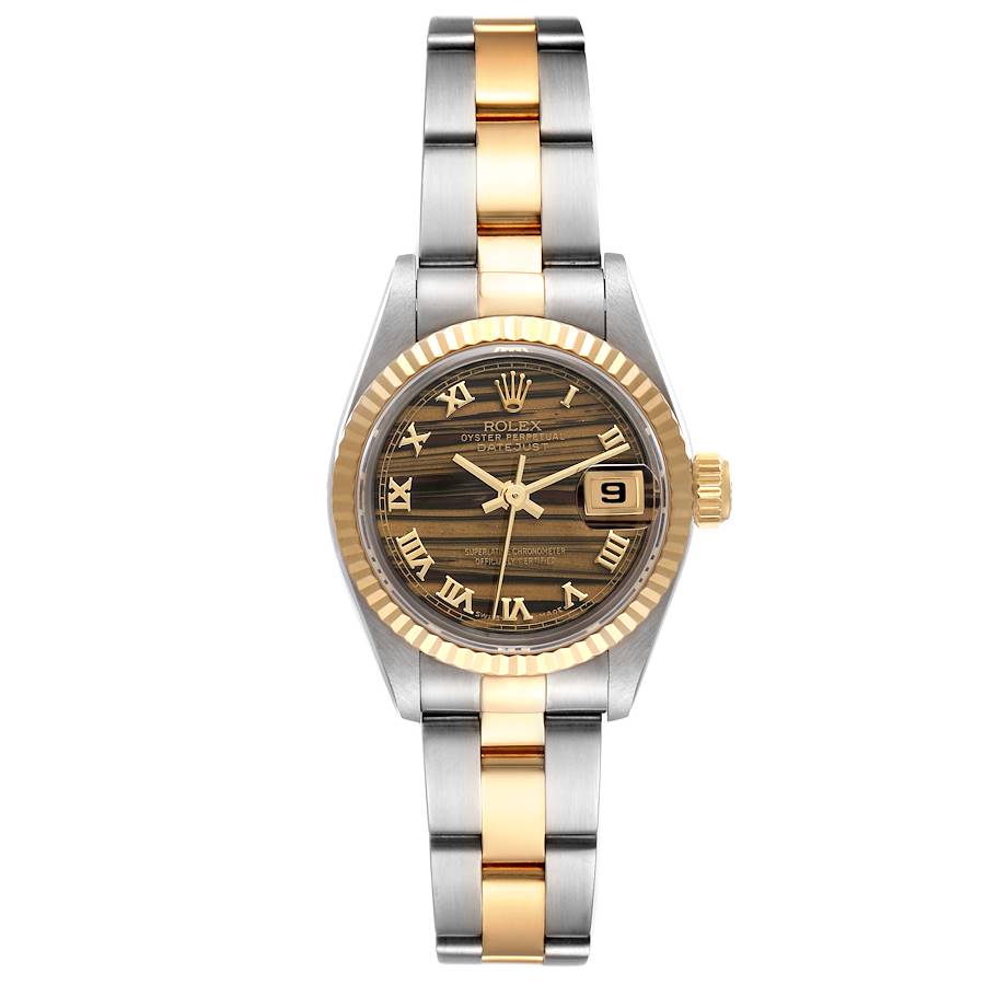 Rolex Datejust Steel Yellow Gold Obsidian Stone Dial Ladies Watch 69173 ...