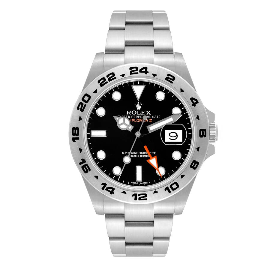 Rolex Explorer II 42 Black Dial Orange Hand Steel Mens Watch 216570 Box ...
