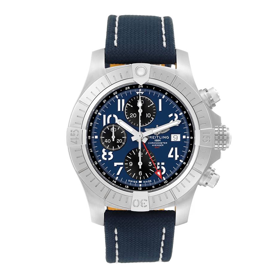 Breitling Avenger Chronograph GMT 45 Steel Mens Watch A24315 ...