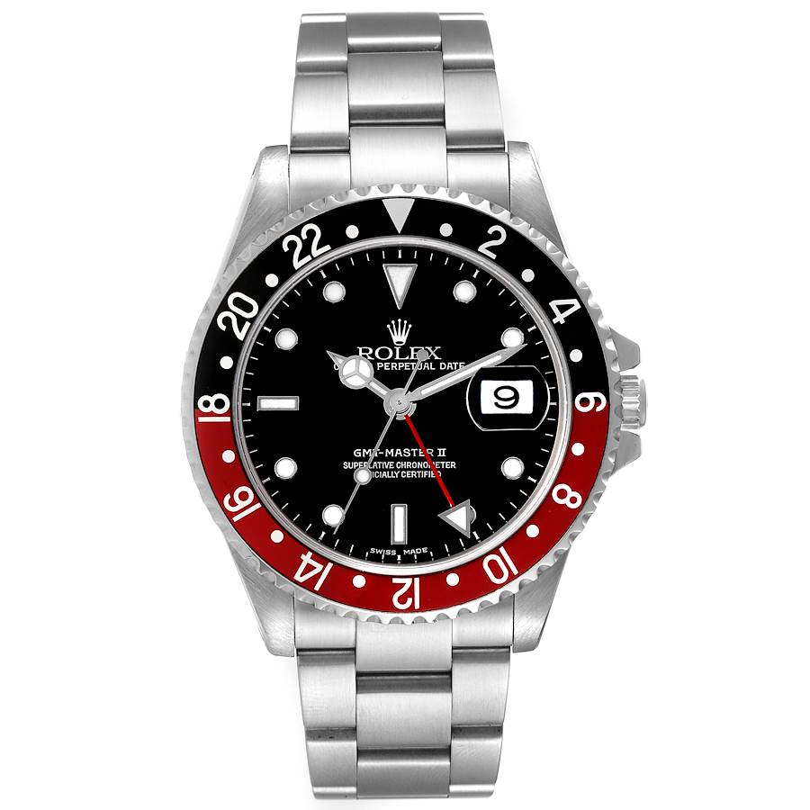 Rolex GMT Master II Black Red Coke Bezel Steel Mens Watch 16710 ...