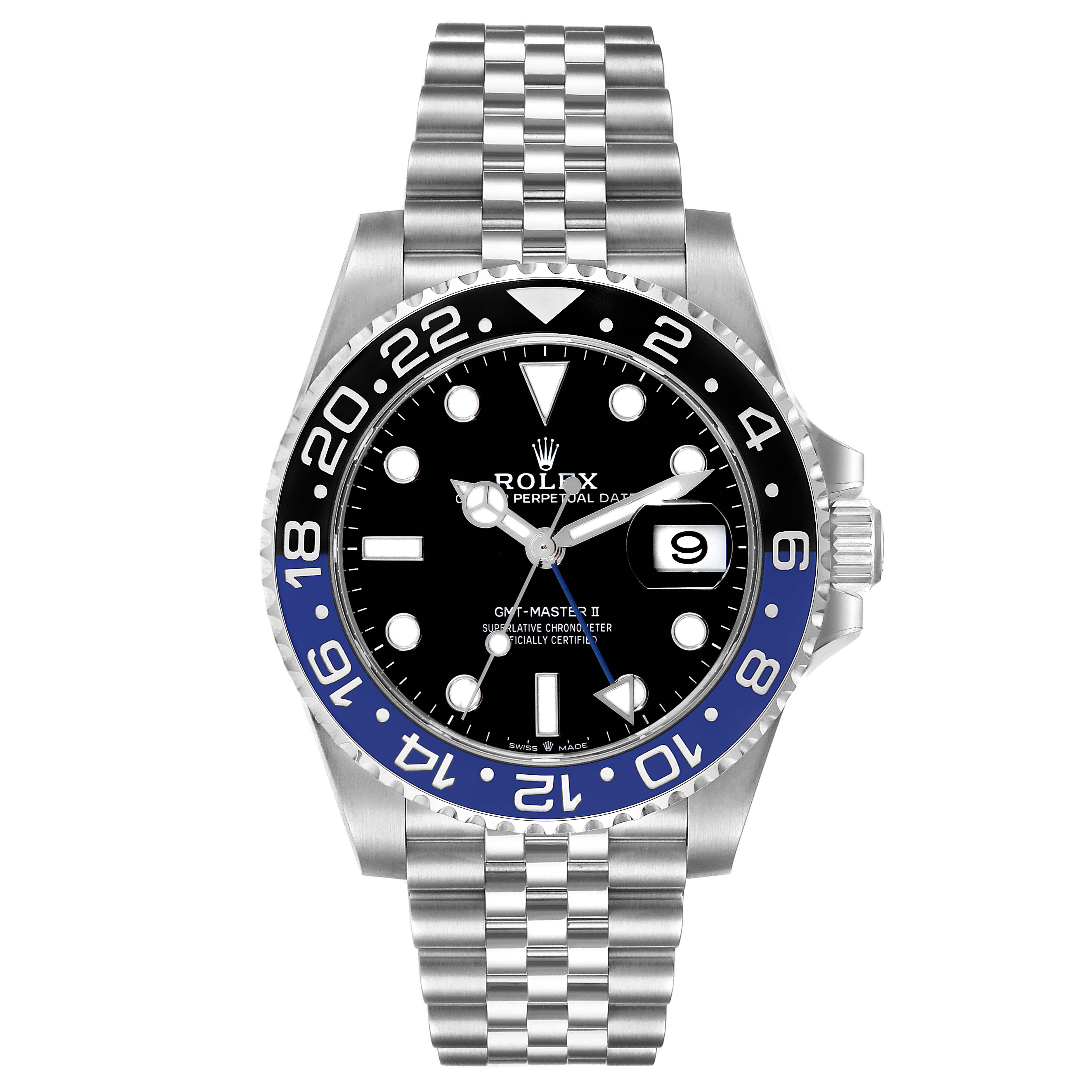 Rolex GMT Master II Batgirl Black Blue Bezel Steel Mens Watch 126710 ...