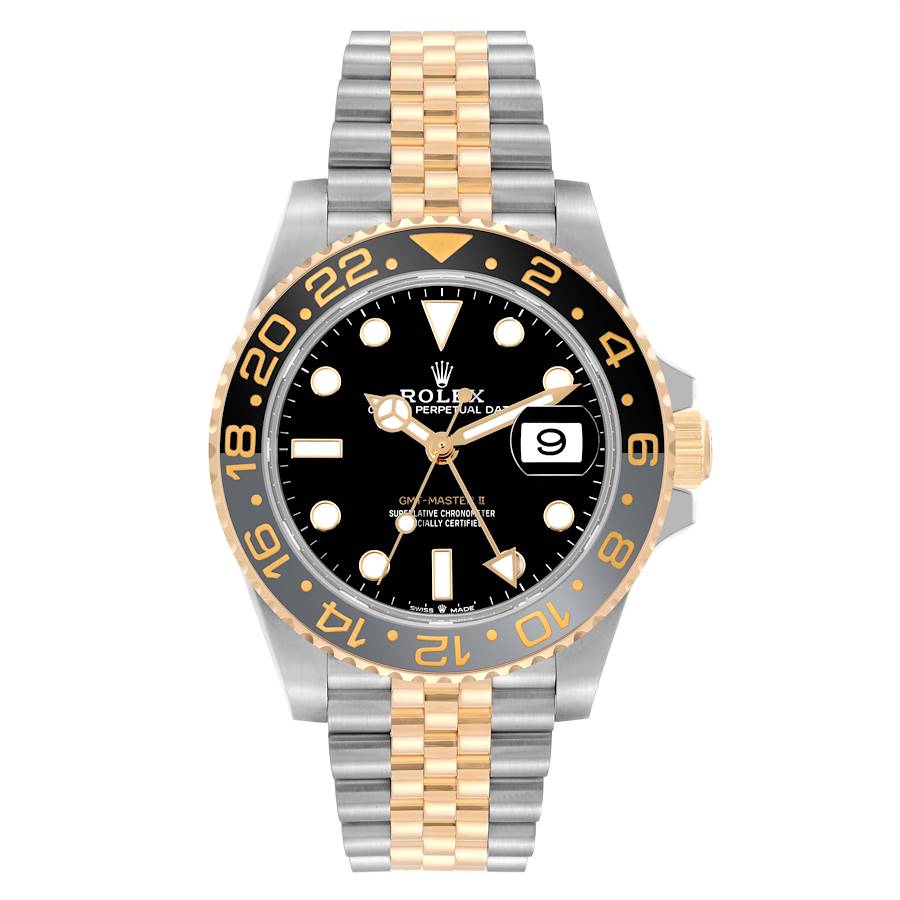 Rolex GMT Master II Yellow Gold Steel Grey Bezel Mens Watch 126713 Box ...