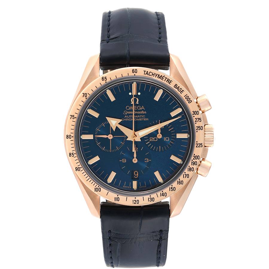 Omega Speedmaster Broad Arrow Blue Dial Rose Gold Mens Watch 3653.80.33 ...