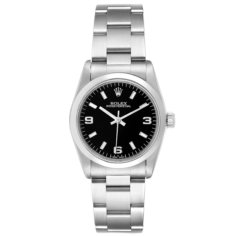 Rolex Midsize 31mm Black Dial Automatic Steel Ladies Watch 67480 ...