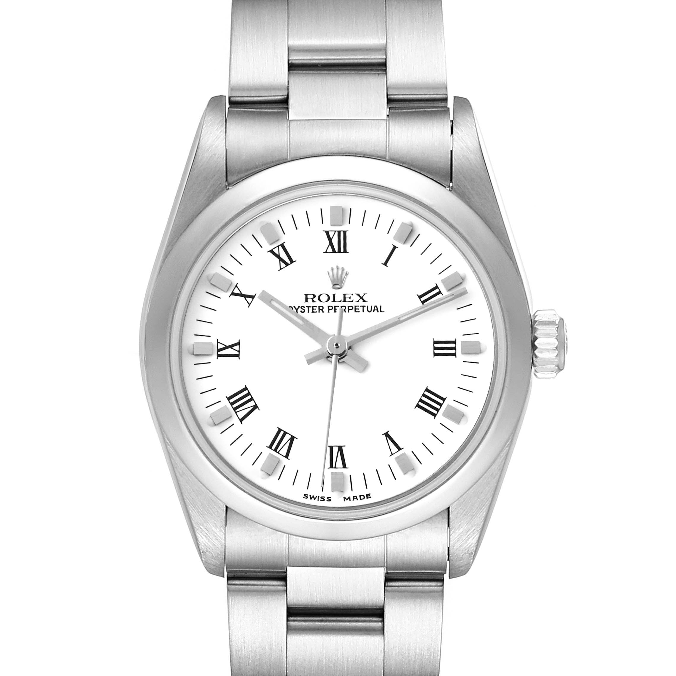 Rolex Midsize 31 White Dial Domed Bezel Steel Ladies Watch 77080 ...