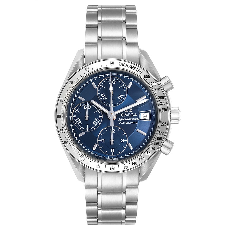 Omega Speedmaster Date Blue Dial Chronograph Mens Watch 3511.80.00 Card ...