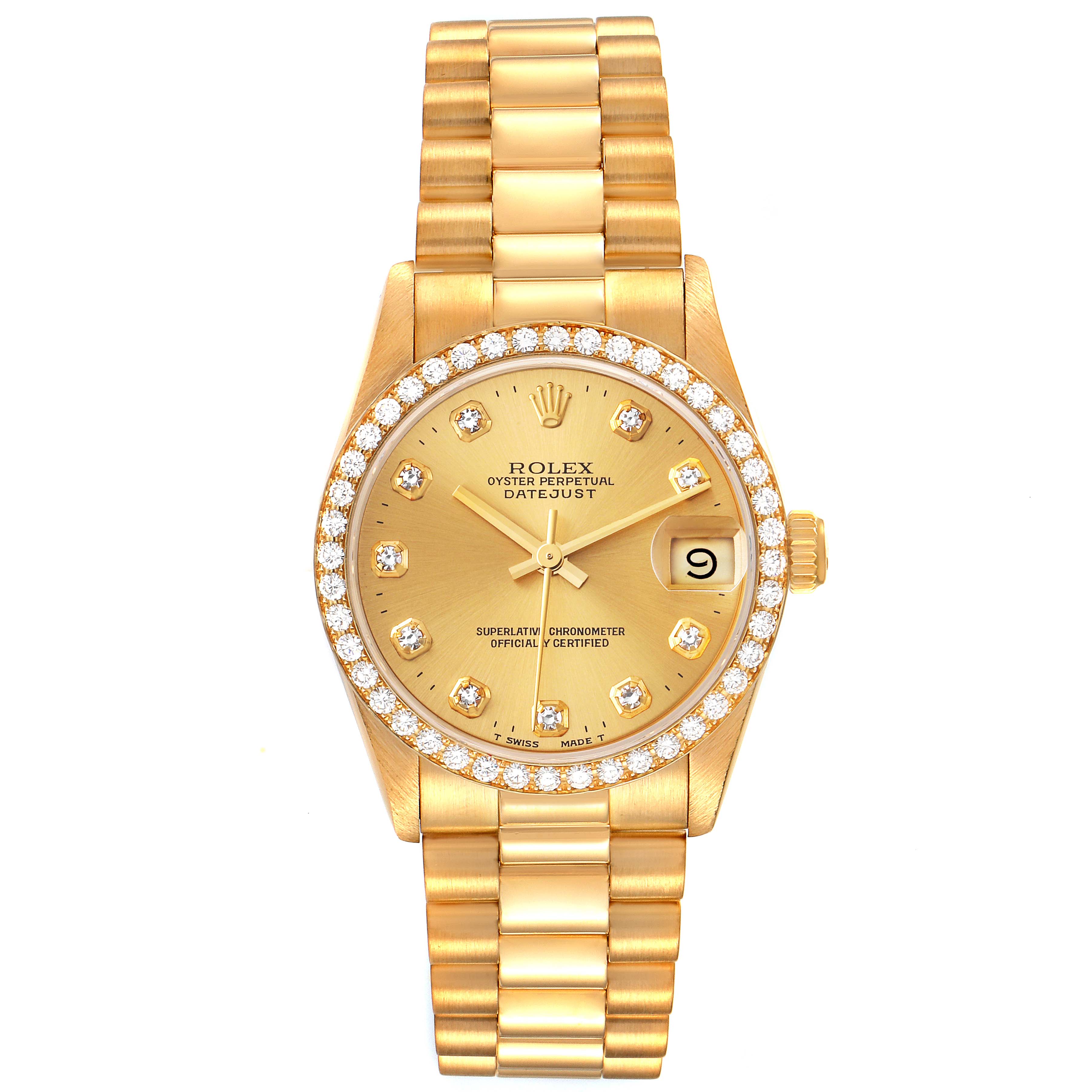 NOT FOR SALE Rolex President Datejust 31 Midsize Yellow Gold Diamond ...