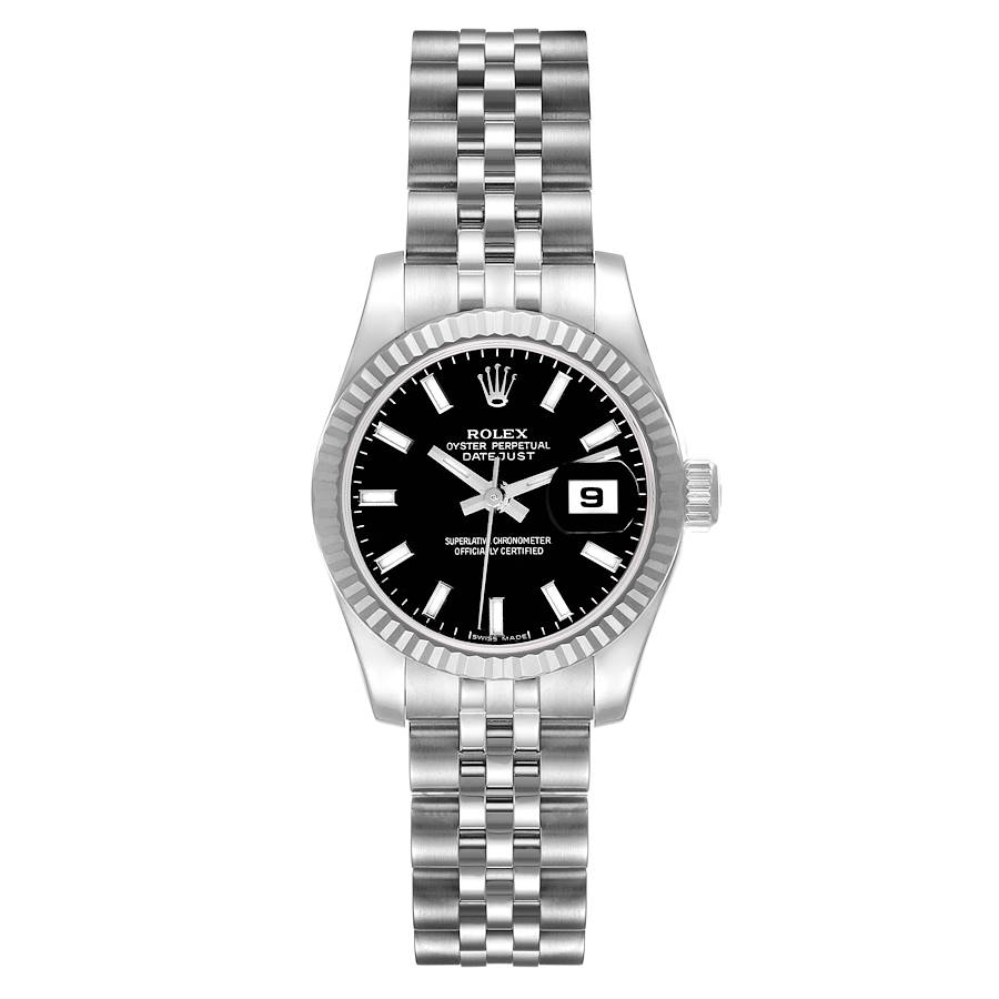 Rolex Datejust Steel White Gold Black Dial Ladies Watch 179174 ...