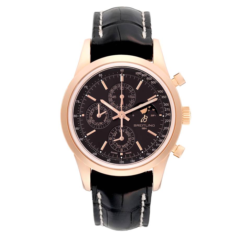 Breitling Transocean Chronograph 1461 Rose Gold Mens Watch R19310 Box ...