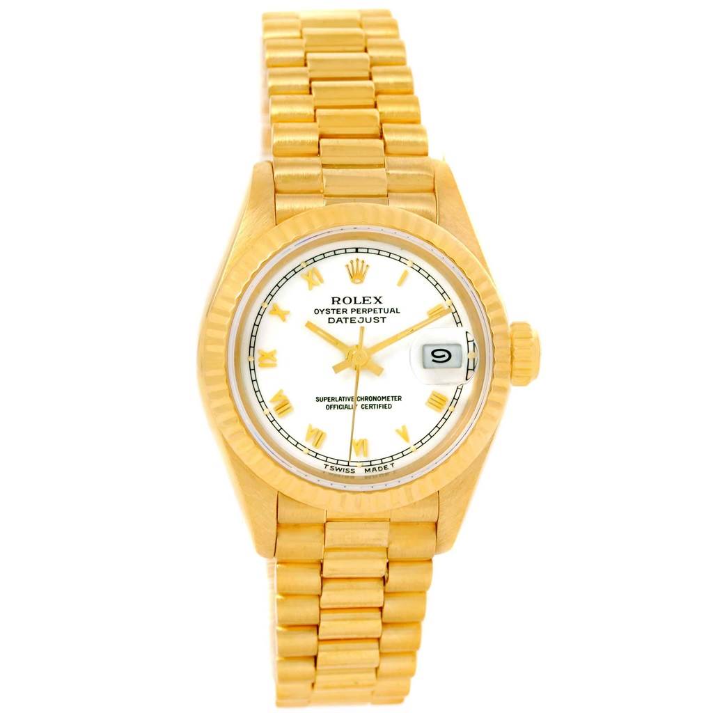 Rolex President Datejust Yellow Gold White Roman Dial Ladies Watch ...