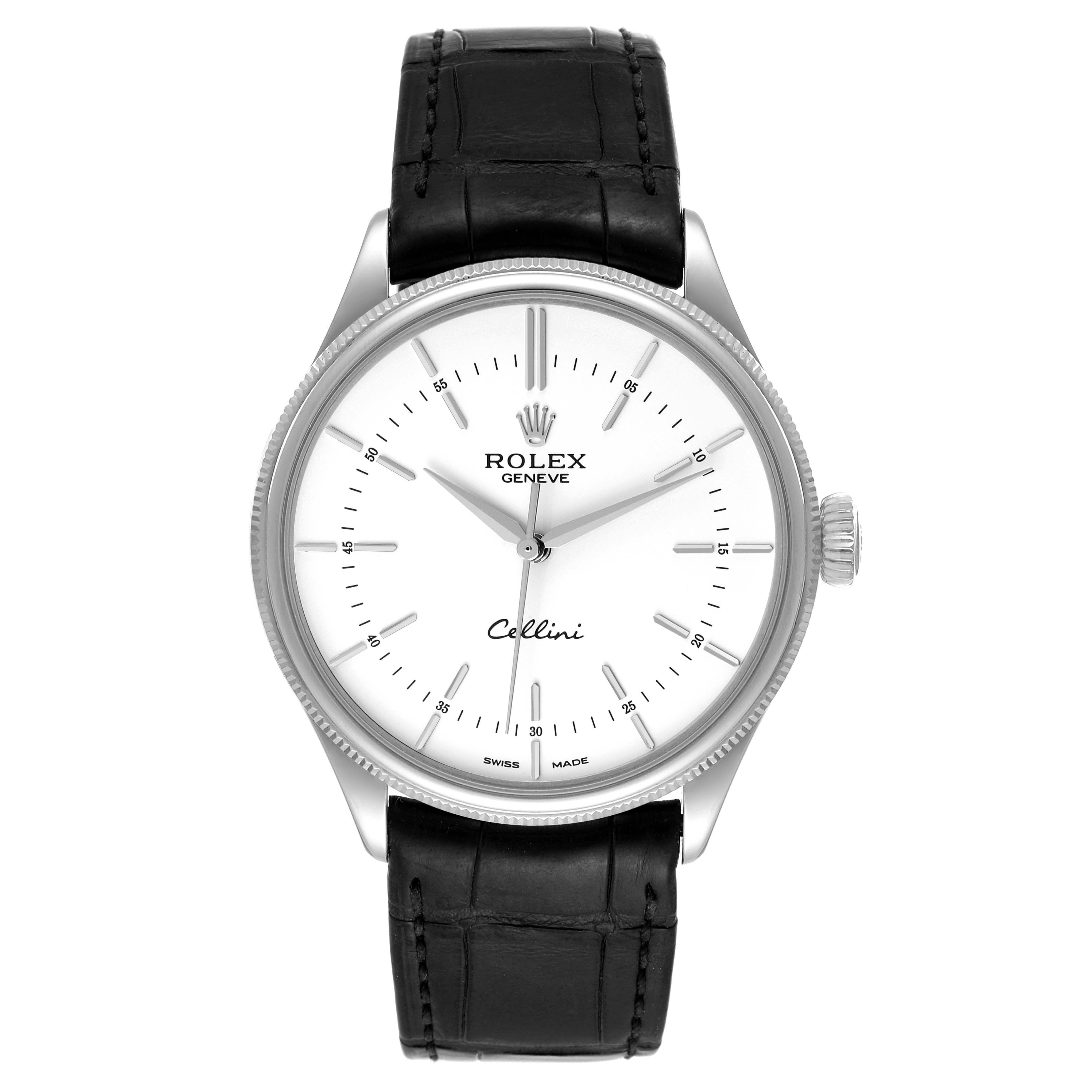 Rolex Cellini Time White Gold Automatic Mens Watch 50509 Box Card ...