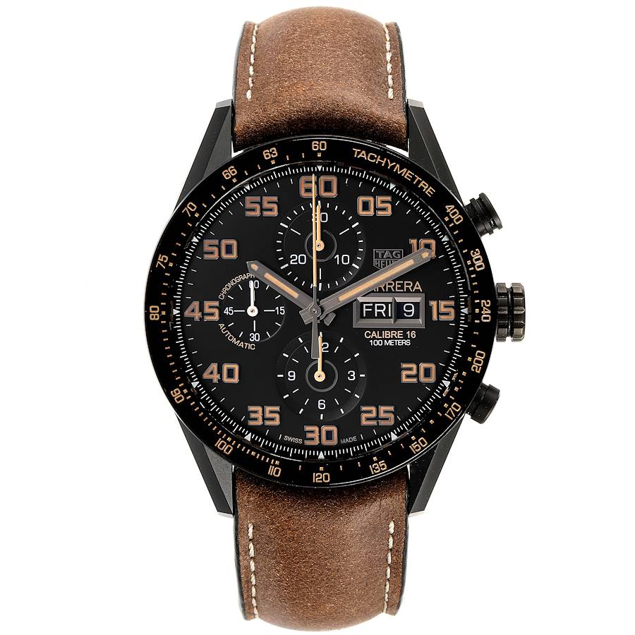 Tag Heuer Carrera Day Date Titanium PVD Mens Watch CV2A84 Box Card ...