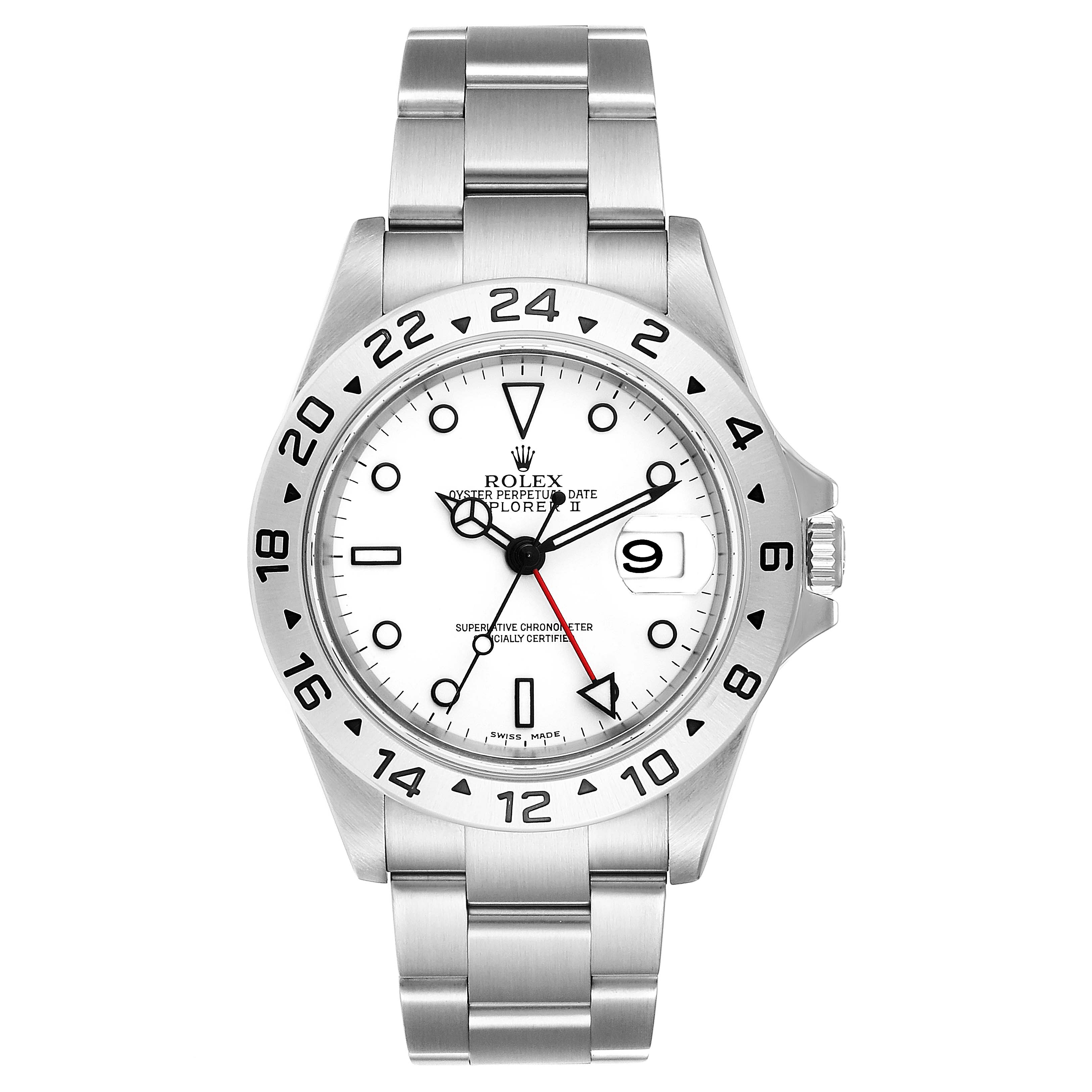 Rolex Explorer II White Dial Red Hand Steel Mens Watch 16570 Box Papers ...