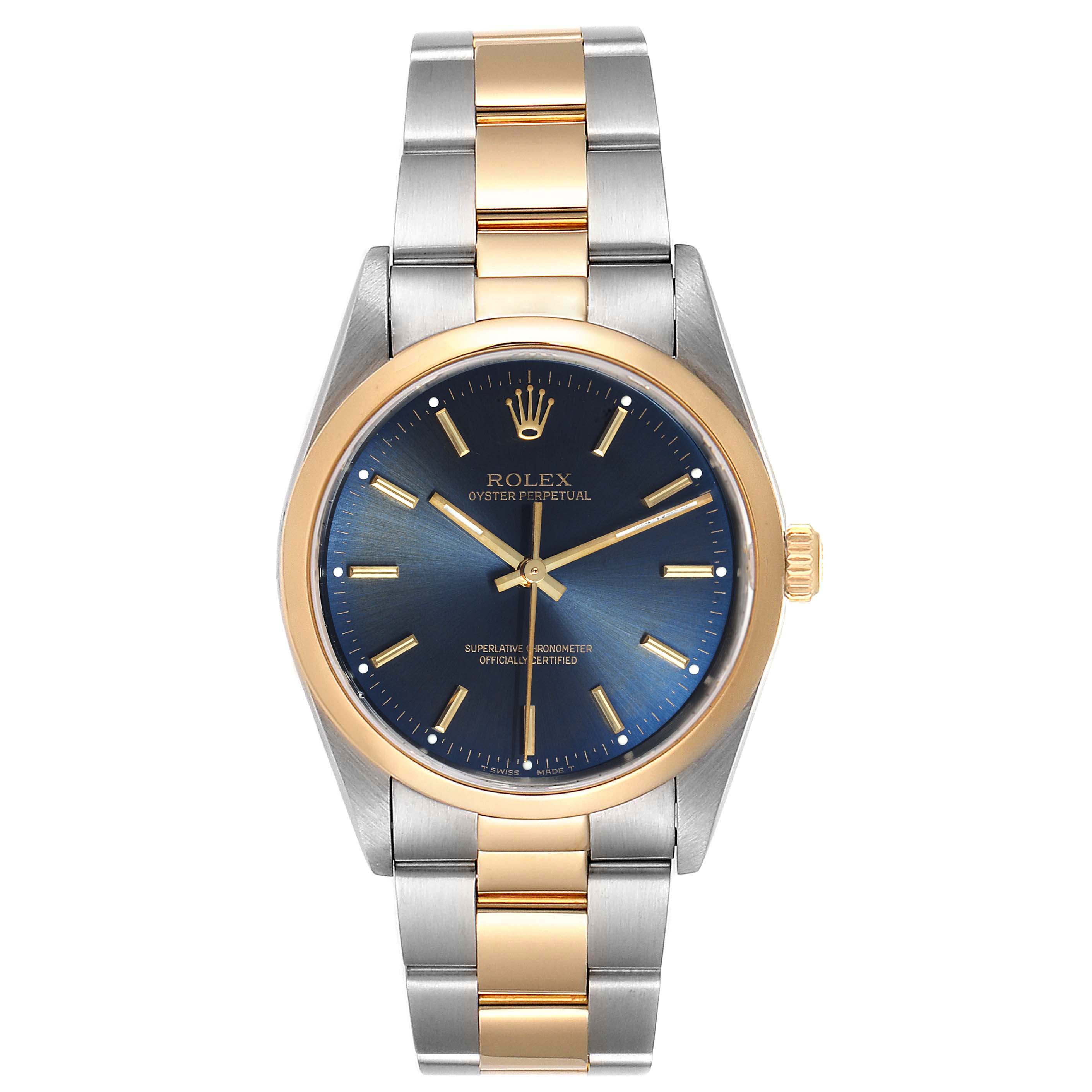 Rolex Oyster Perpetual Steel Yellow Gold Mens Watch 14203 Box Papers ...