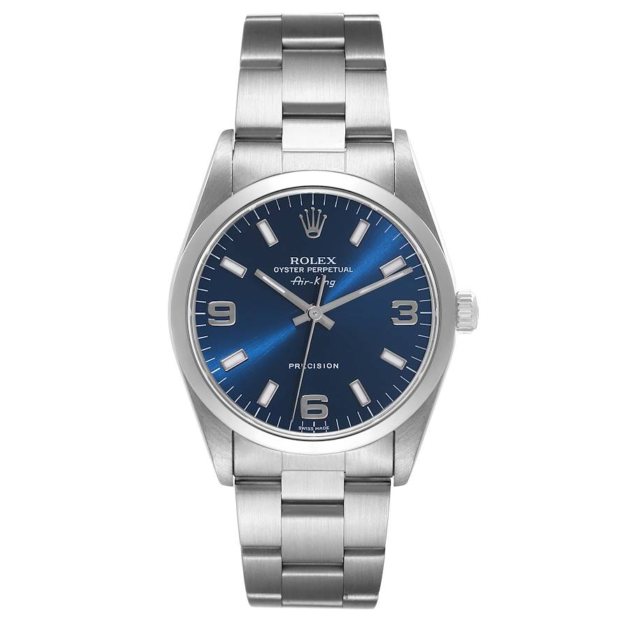 Rolex Air King 34mm Blue Dial Smooth Bezel Steel Mens Watch 14000 ...