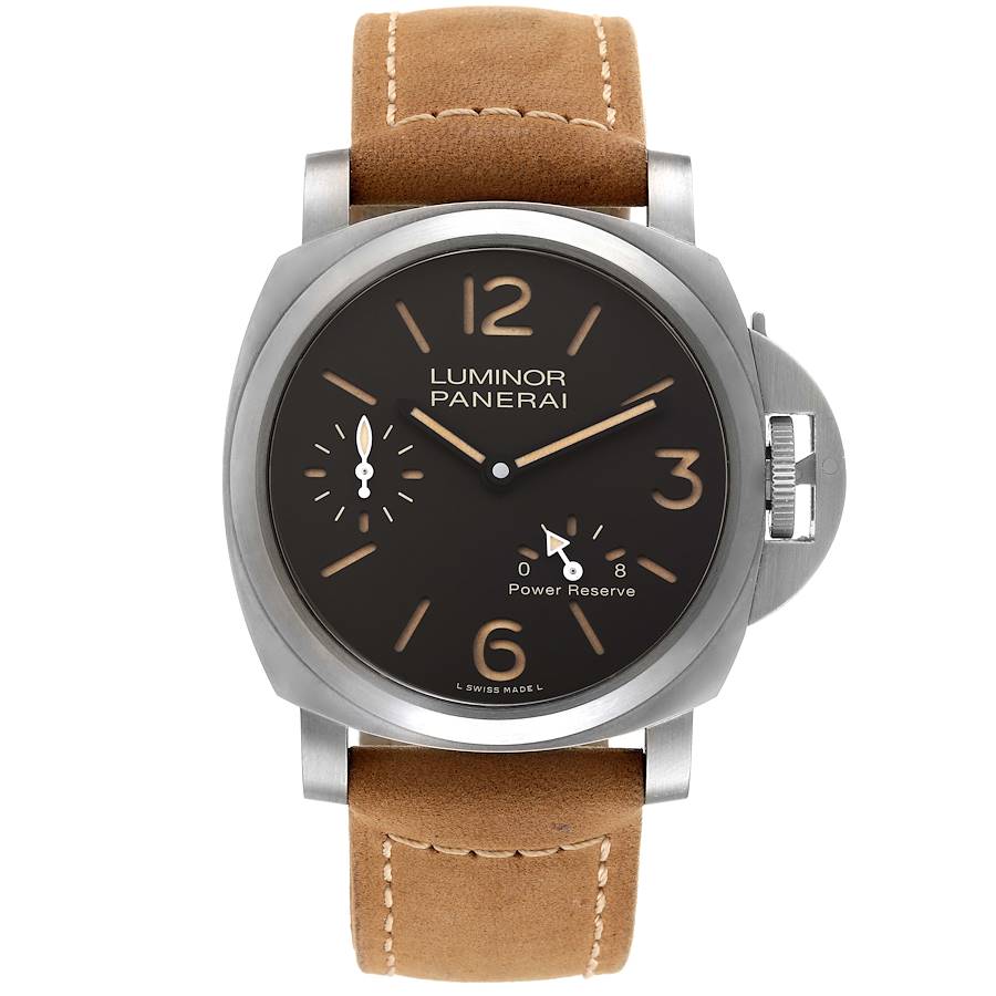 Panerai Luminor 8 Days Titanium Brown Dial Mens Watch PAM00797 Box Card ...
