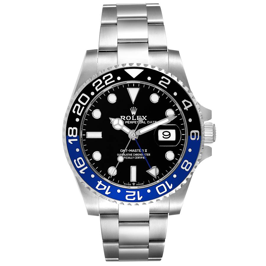 Rolex GMT Master II Black Blue Batman Bezel Steel Mens Watch 126710 Box ...