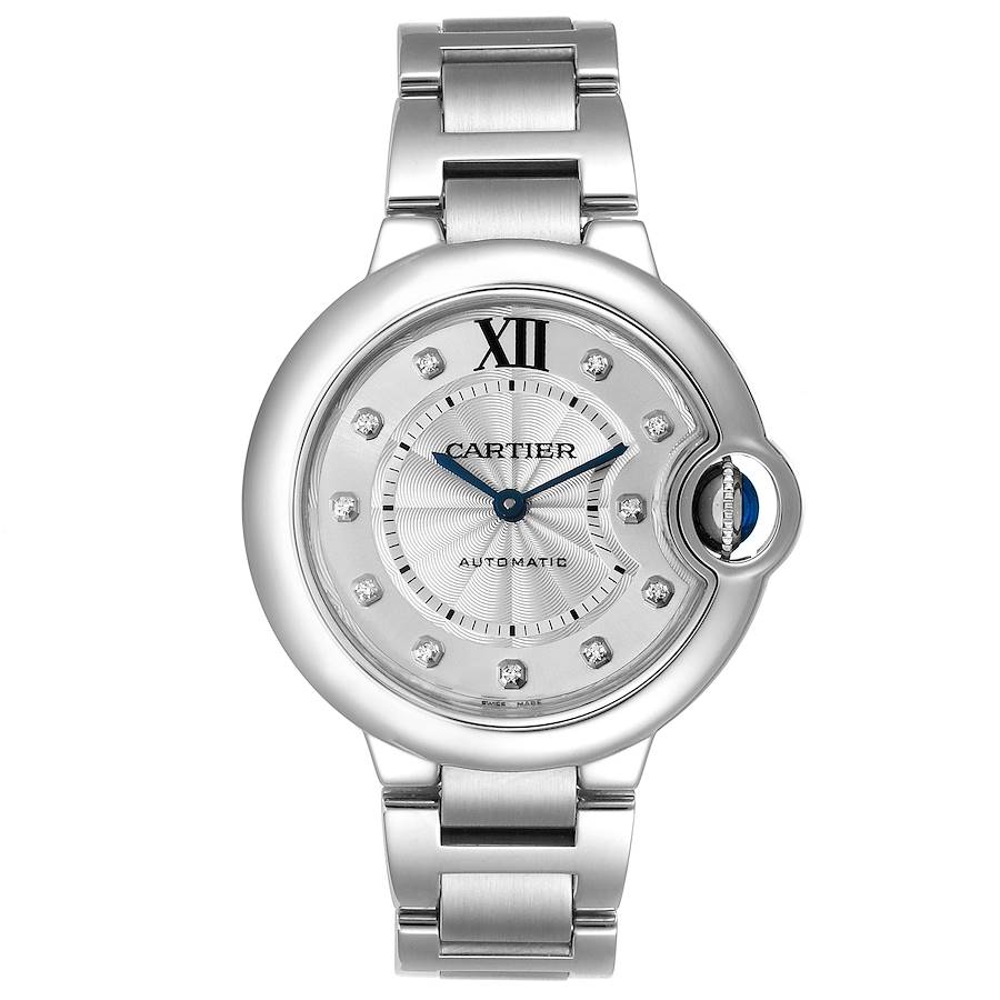 Cartier Ballon Bleu 33mm Automatic Diamond Steel Ladies Watch WE902074 ...