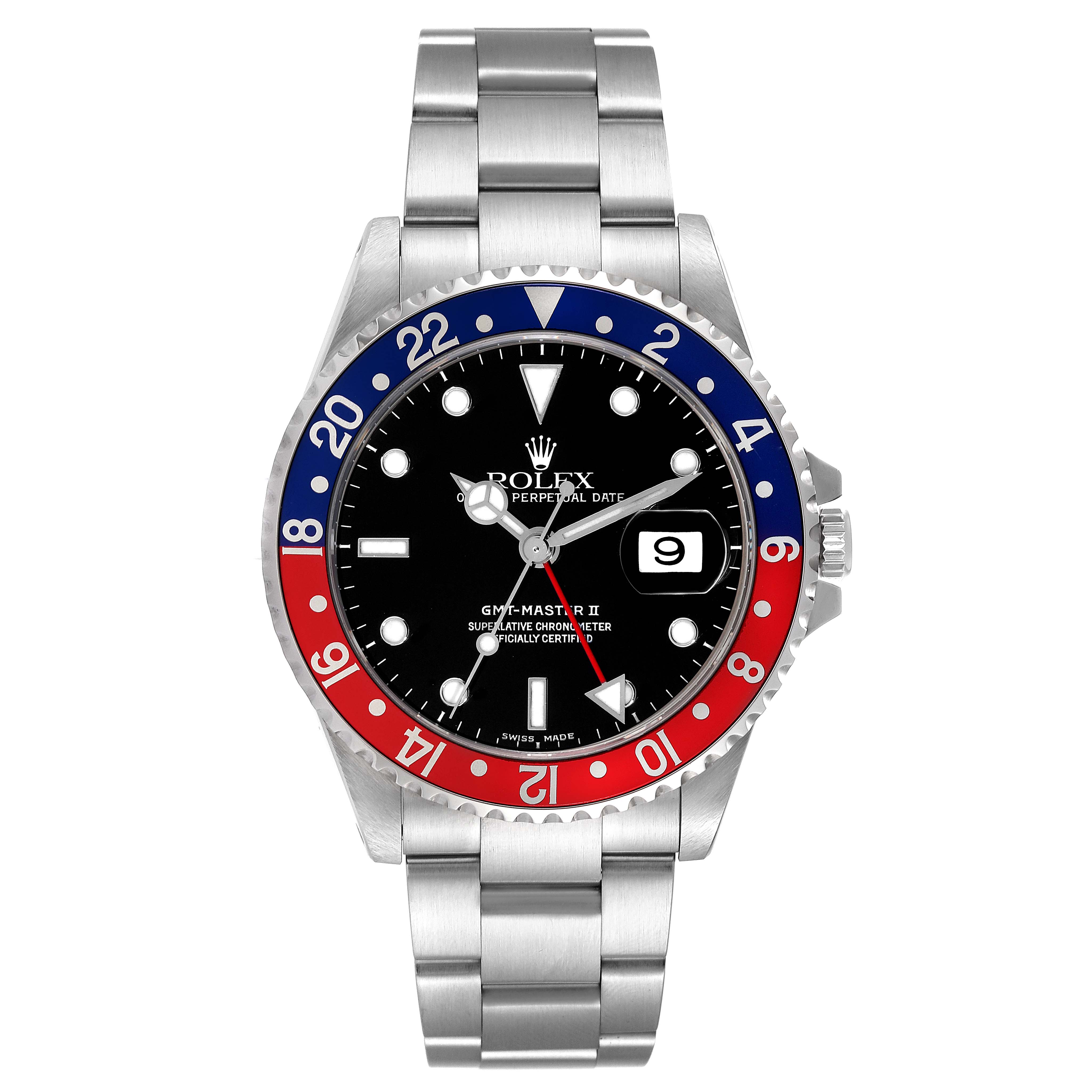 Rolex GMT Master II Blue Red Pepsi Dial Mens Watch 16710 | SwissWatchExpo